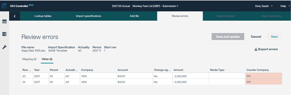 Using Controller Web for Data Import