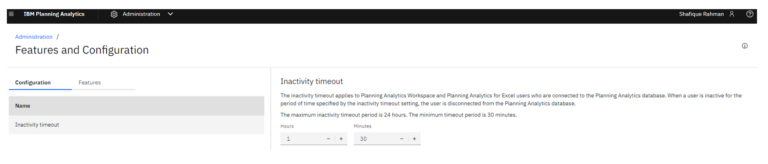 Set up Inactivity Timeout Sessions in IBM Planning Analytics